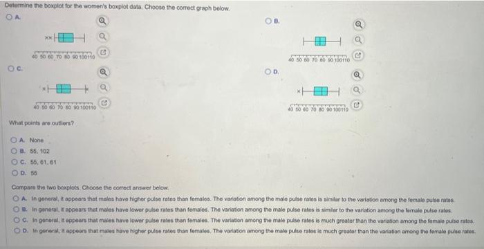 Solved Use the same scales to construct modified boxplots | Chegg.com