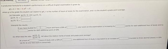 Solved roduction formula for a student's performance on a | Chegg.com