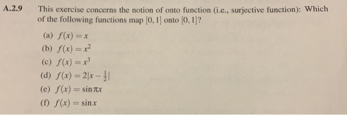 Solved A.2.9 This exercise concerns the notion of onto | Chegg.com