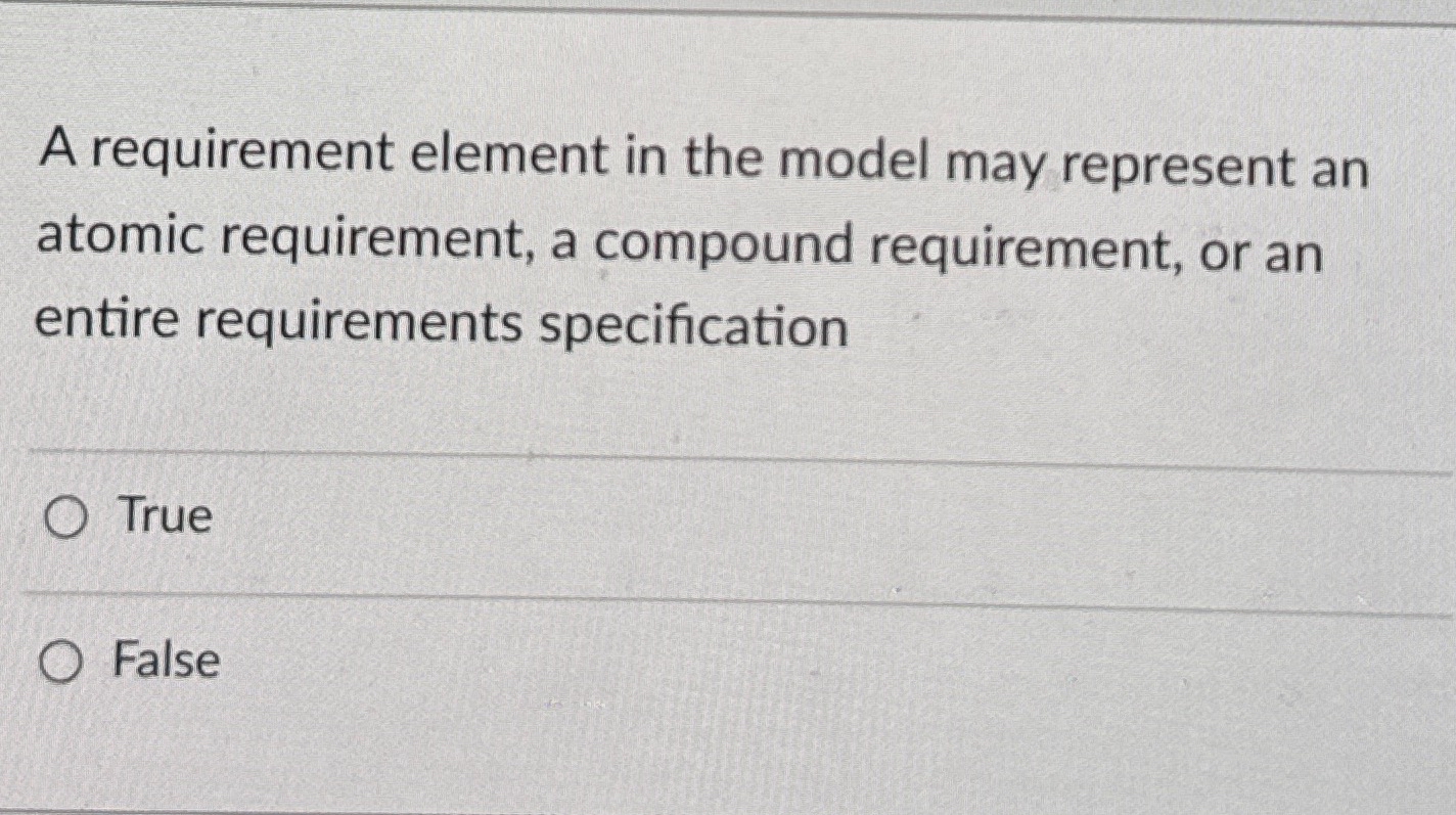 Solved A requirement element in the model may represent an | Chegg.com