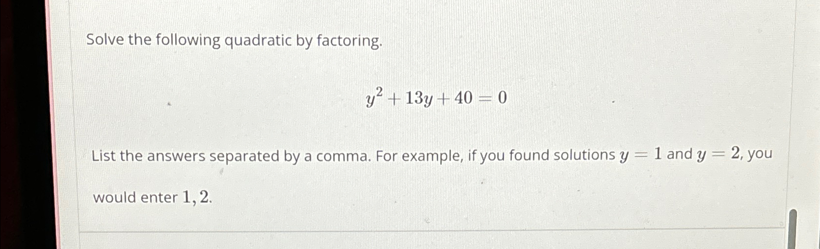 Solved Solve the following quadratic by | Chegg.com