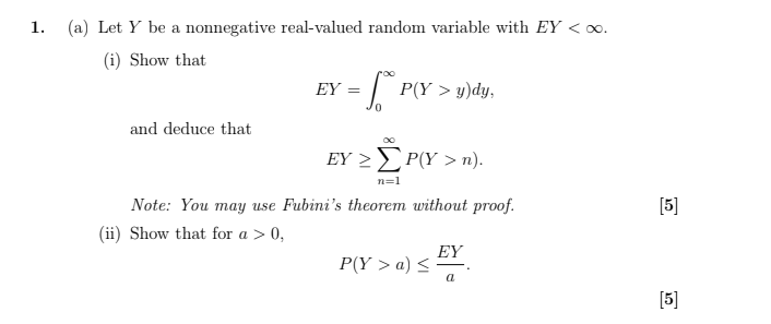 Solved (a) ﻿Let Y ﻿be a nonnegative real-valued random | Chegg.com