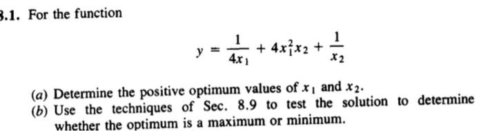 Solved 3.1. For the function y=4x11+4x12x2+x21 (a) Determine | Chegg.com