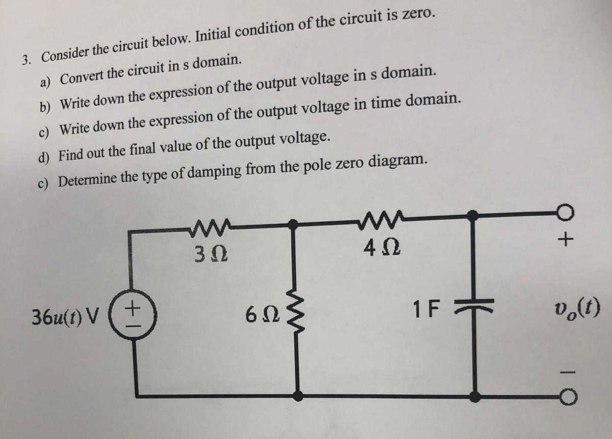 Solved 3. Consider the circuit below. Initial condition of | Chegg.com