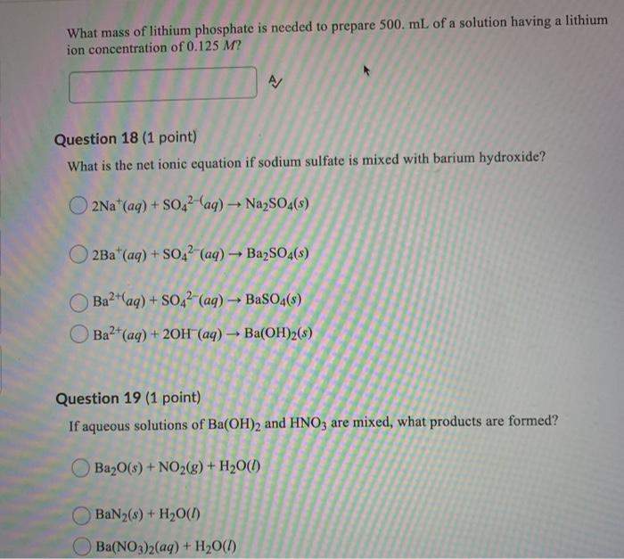 Solved What mass of lithium phosphate is needed to prepare | Chegg.com