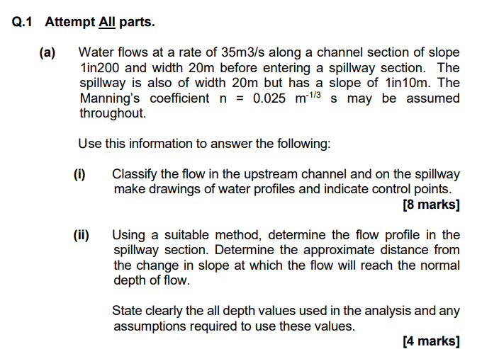 Solved Q. 1 ﻿Attempt All parts.(a) ﻿Water flows at a rate of | Chegg.com