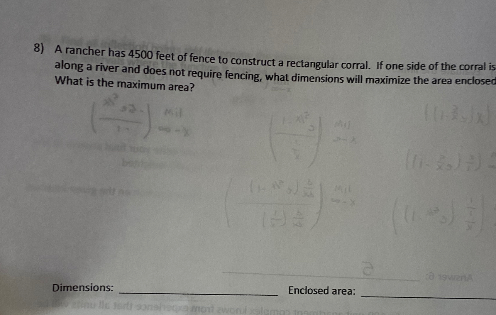 Solved A rancher has 4500 ﻿feet of fence to construct a | Chegg.com