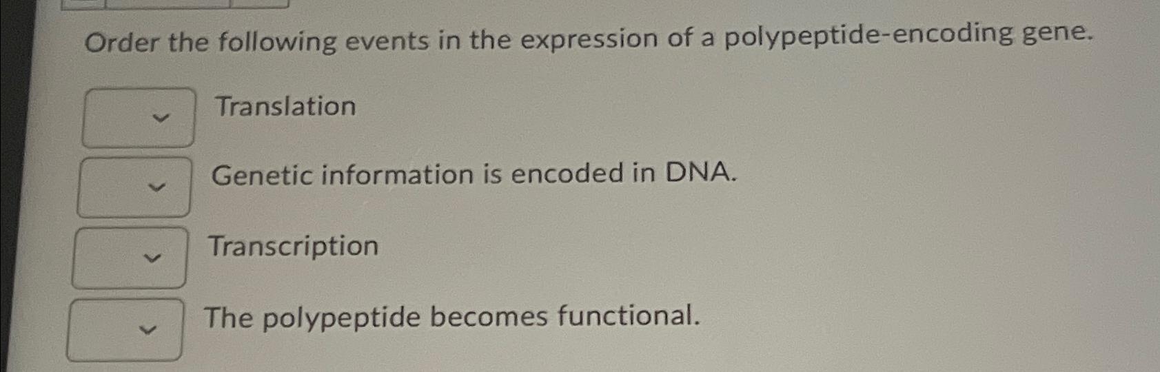 Solved Order the following events in the expression of a | Chegg.com