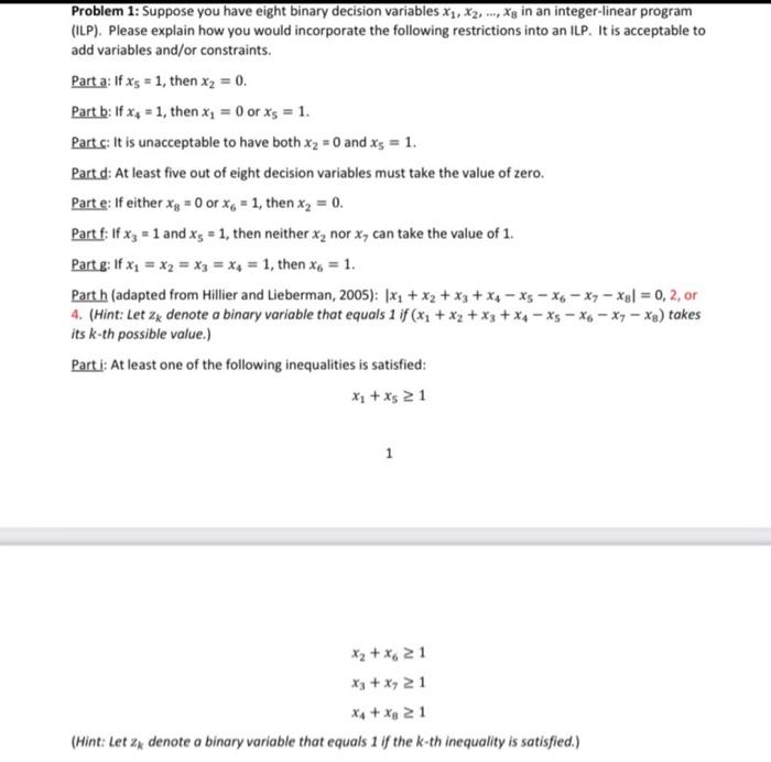 Problem 1: Suppose you have eight binary decision | Chegg.com