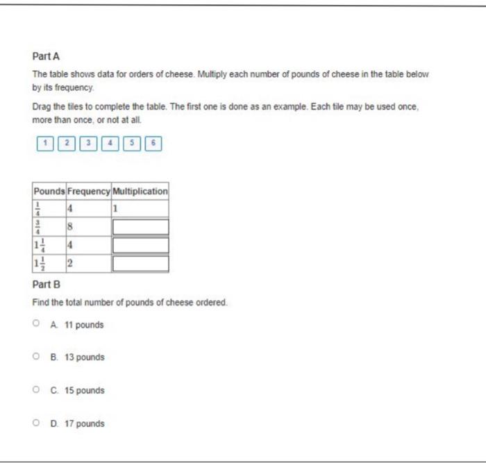 Solved Part A The table shows data for orders of cheese. | Chegg.com
