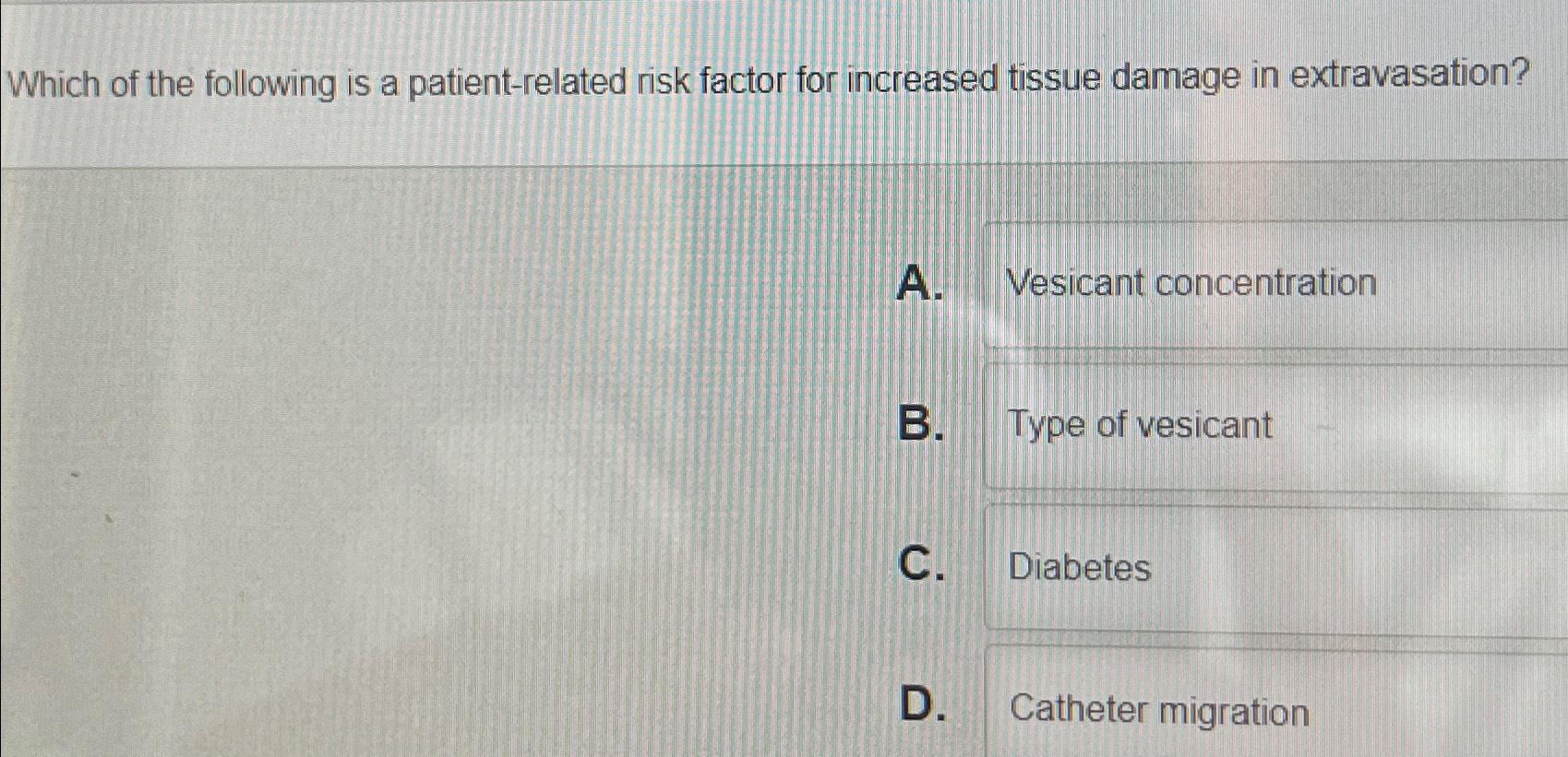 Solved Which of the following is a patient-related risk | Chegg.com