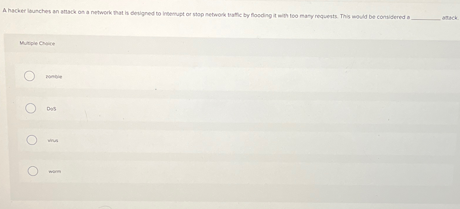 Solved A hacker launches an attack on a network that is | Chegg.com