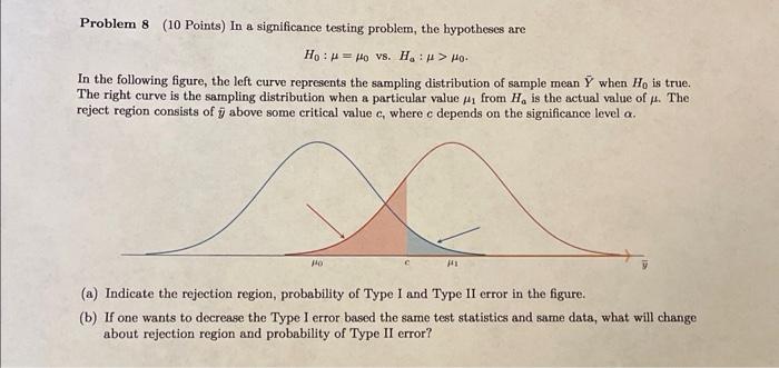 Solved Problem 8 (10 Points) In a significance testing | Chegg.com Solved Problem 8 (10 Points) In a significance testing | Chegg.com
