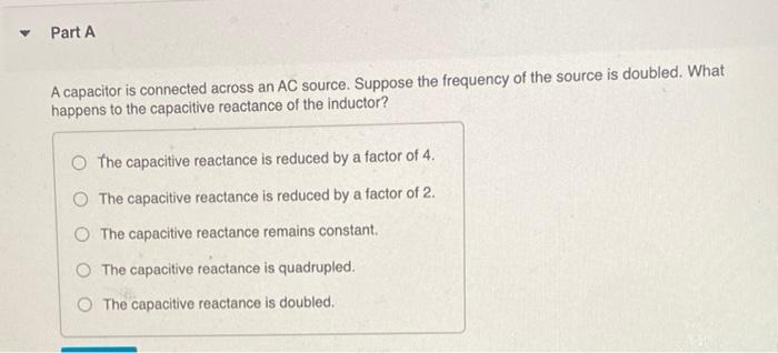 Solved Part A An Inductor Is Connected Across An Ac Source