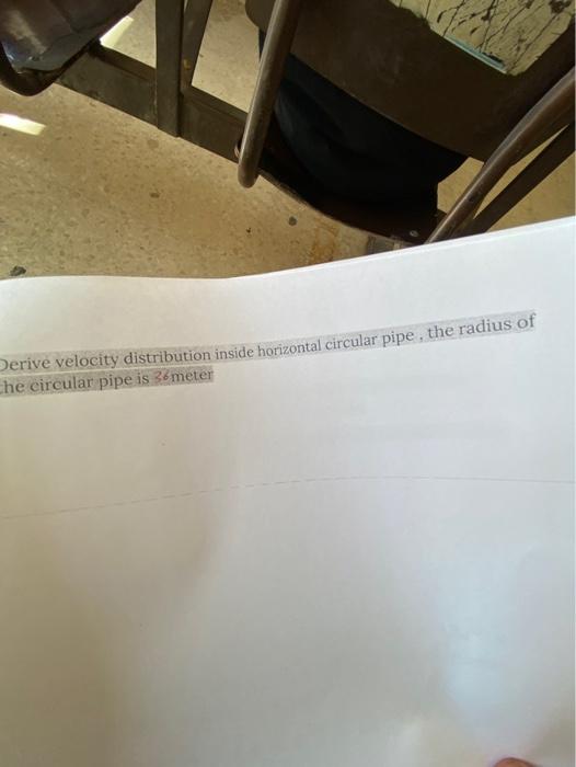 Derive velocity distribution inside hotizontal | Chegg.com