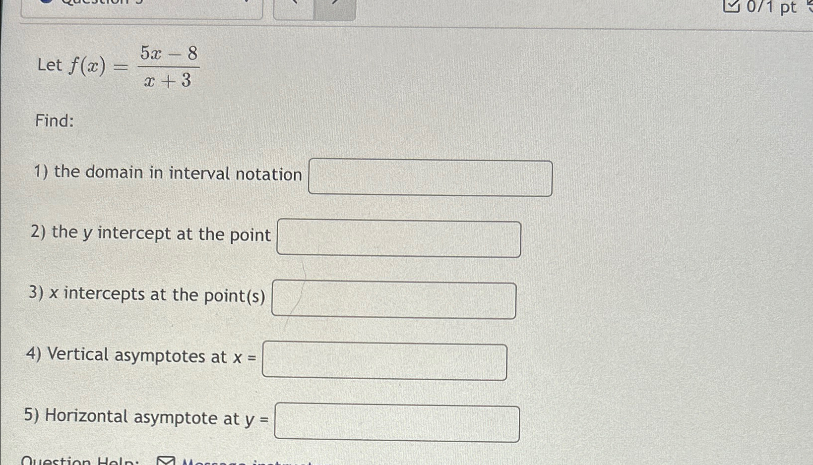 Solved Let f(x)=5x-8x+3Find:the domain in interval | Chegg.com