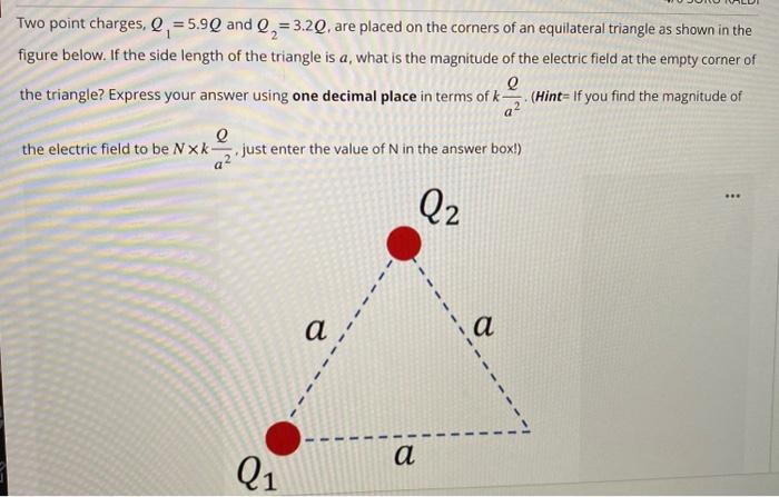 Solved Two point charges, Q1=5.9Q and Q2=3.2Q, are placed on | Chegg.com