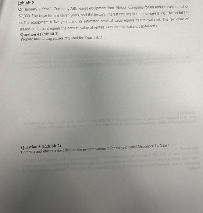 Solved Exhibit 2 On January 1, Year 1, Company ABC leases | Chegg.com