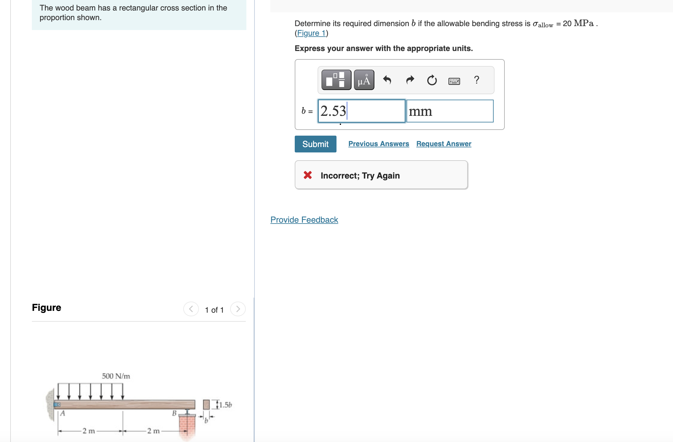 Solved The wood beam has a rectangular cross section in | Chegg.com