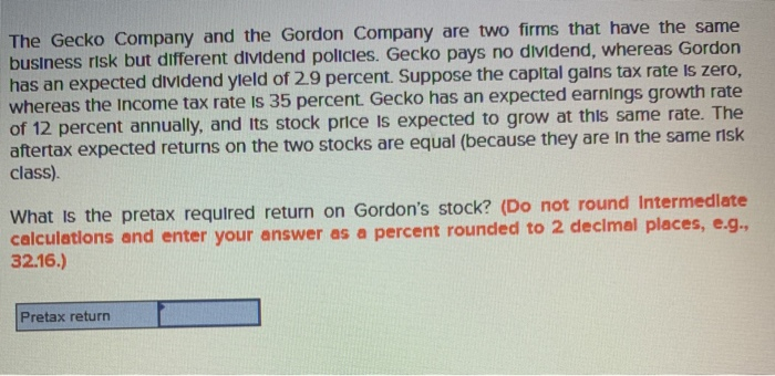 Solved The Gecko Company and the Gordon Company are two | Chegg.com