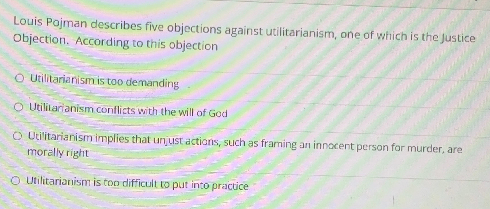 Solved Louis Pojman describes five objections against | Chegg.com