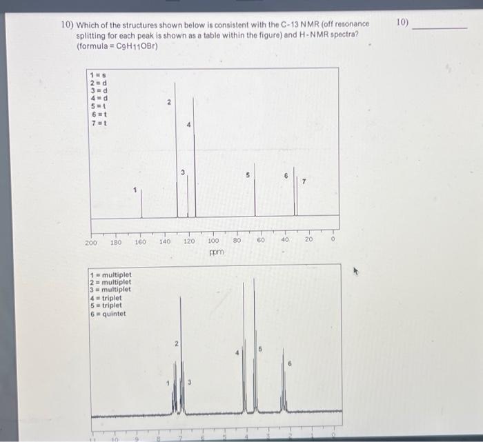 Solved 10) Which of the structures shown below is consistent | Chegg.com