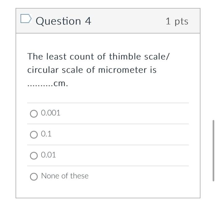 Solved The least count of thimble scale/ circular scale of | Chegg.com