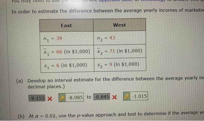 Solved In order to estimate the difference between the | Chegg.com