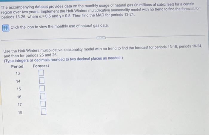 Solved Natural Gas UsageThe accompanying dataset provides | Chegg.com