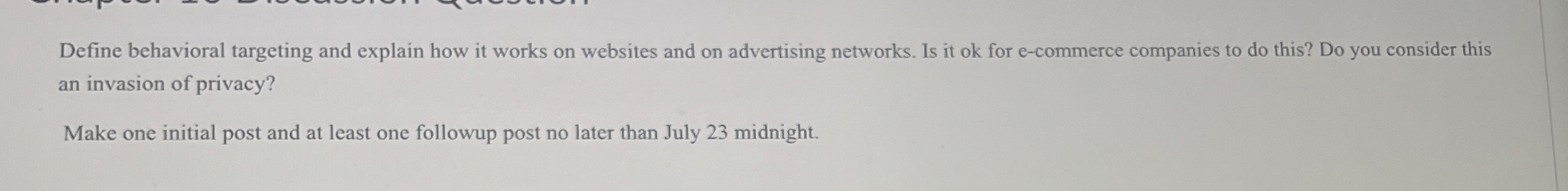 Solved Define behavioral targeting and explain how it works | Chegg.com