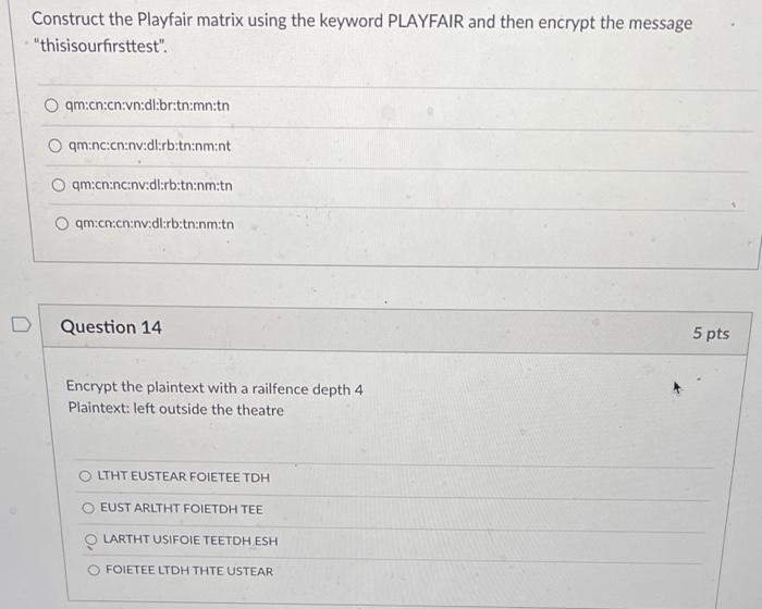 Solved Construct the Playfair matrix using the keyword | Chegg.com