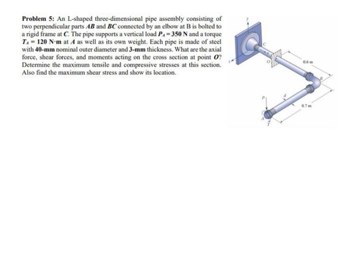 Solved Problem 5: An L-shaped three-dimensional pipe | Chegg.com
