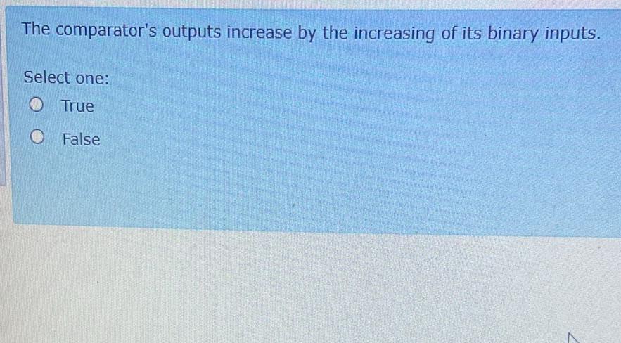 Solved The comparator's outputs increase by the increasing | Chegg.com