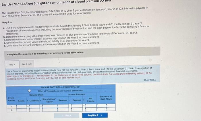 Solved Exercise 10−15 A (Algo) Straight-line amortization of | Chegg.com
