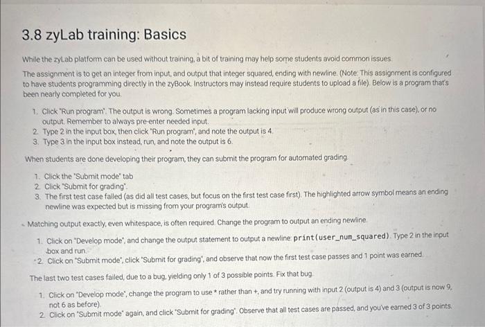 Solved While the zyLab platform can be used without | Chegg.com