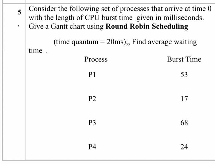 Solved Consider the following set of processes that arrive | Chegg.com