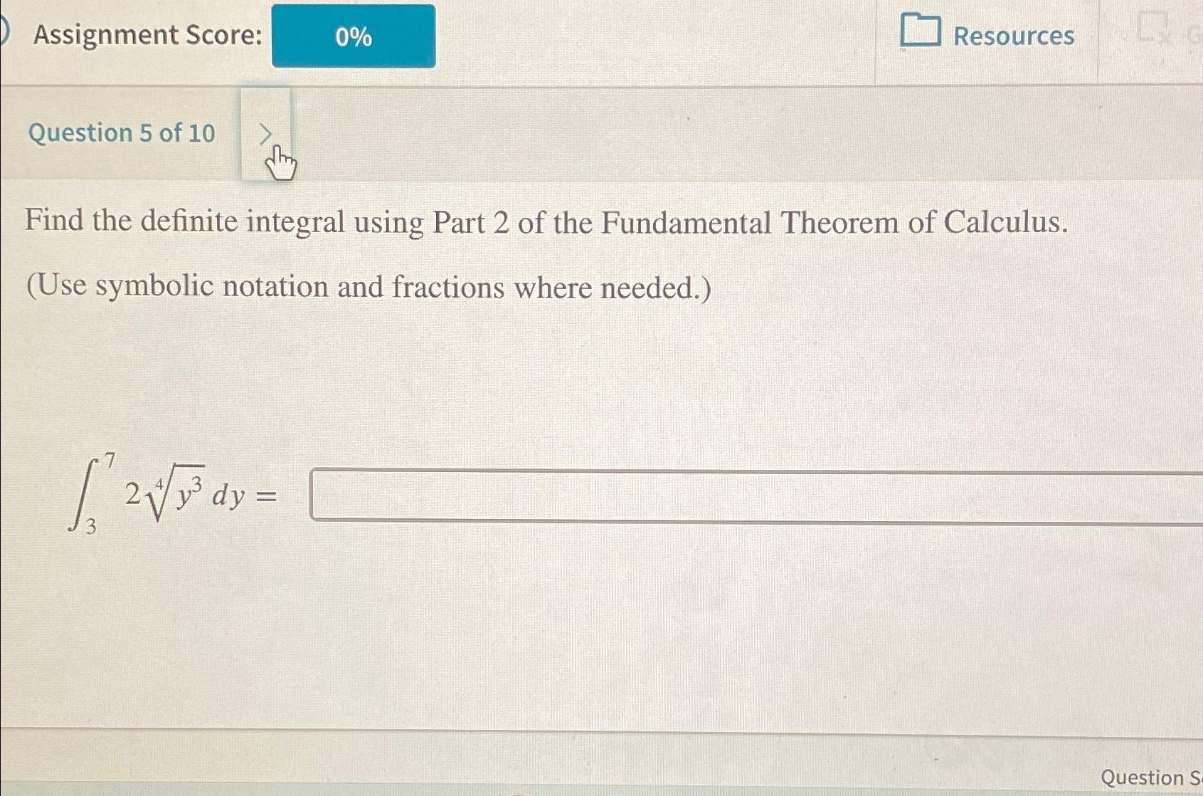 Solved Assignment Score:ResourcesQuestion 5 ﻿of 10Find the | Chegg.com