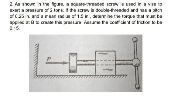 Solved 2. As shown in the figure, a square-threaded screw is | Chegg.com