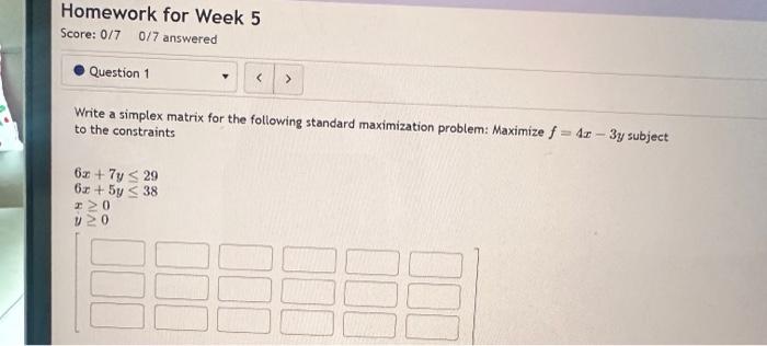 Solved Write a simplex matrix for the following standard | Chegg.com