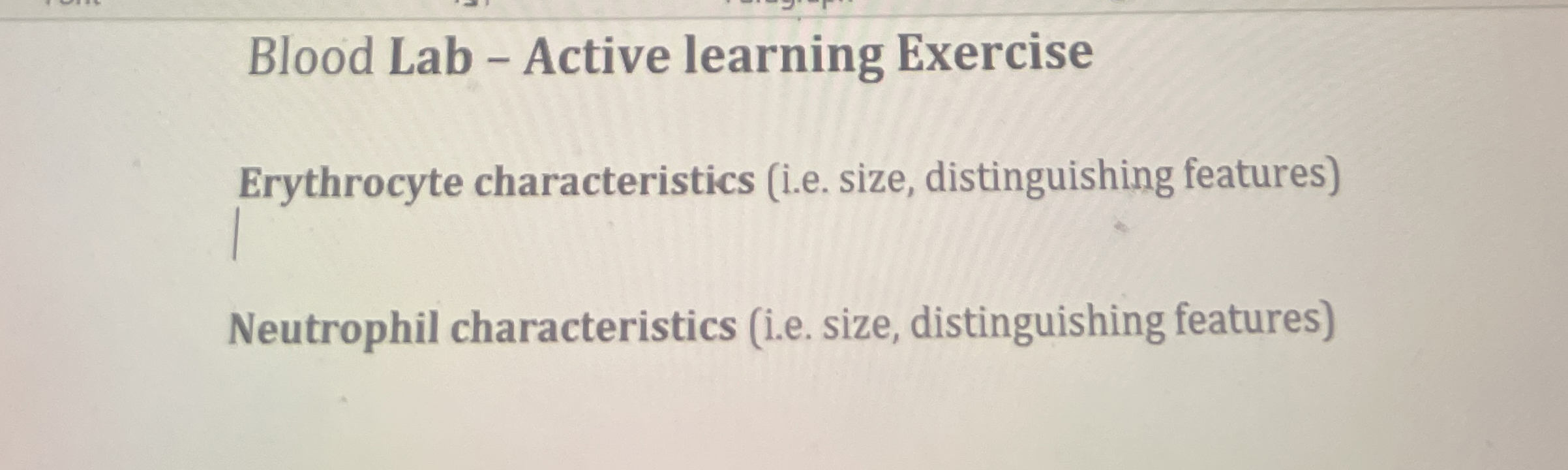 Solved Blood Lab - ﻿Active learning ExerciseErythrocyte | Chegg.com