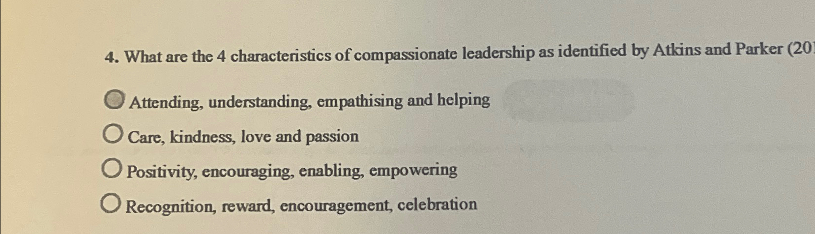 Solved What are the 4 ﻿characteristics of compassionate | Chegg.com