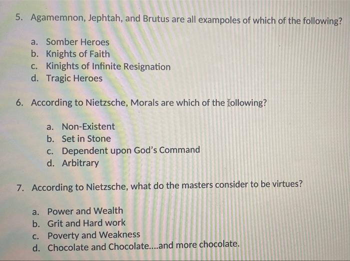 5. Agamemnon, Jephtah, and Brutus are all exampoles | Chegg.com