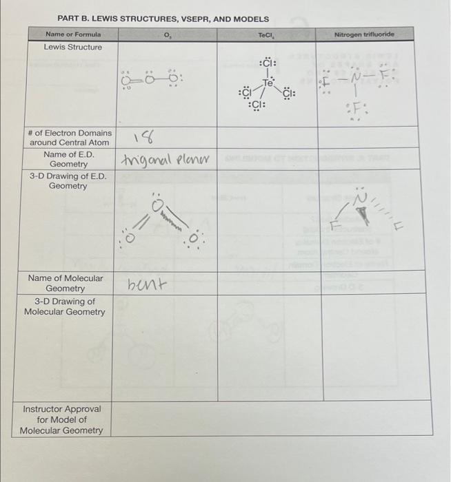 Solved PART B. LEWIS STRUCTURES, VSEPR, AND MODELSPart B. | Chegg.com