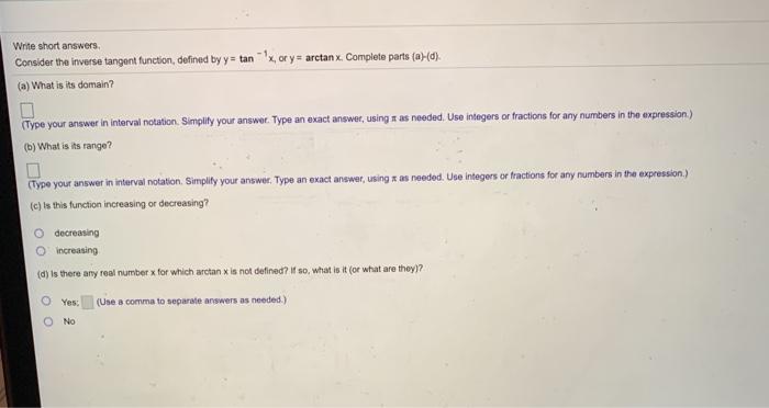 Solved Consider the inverse sine function, defined by y sin | Chegg.com