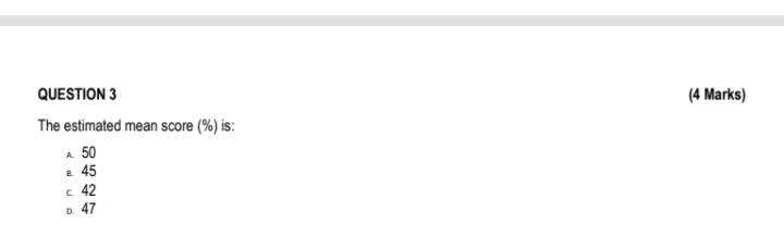 Solved QUESTION 3(4 ﻿Marks)The estimated mean score (%) | Chegg.com