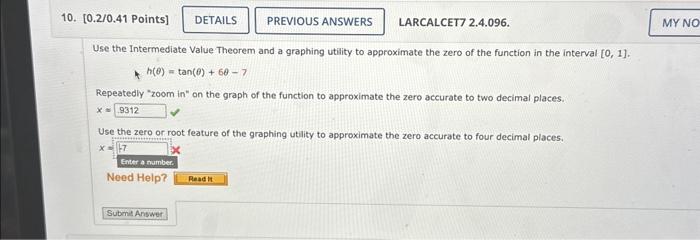 Solved Use the Intermediate Value Theorem and a graphing | Chegg.com