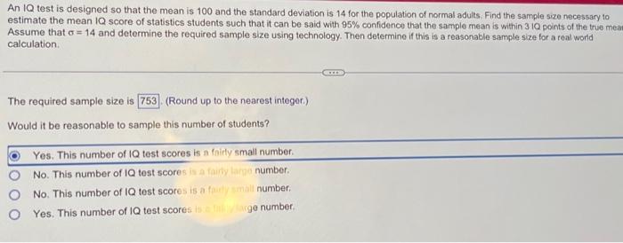 Solved An IQ test is designed so that the mean is 100 and | Chegg.com