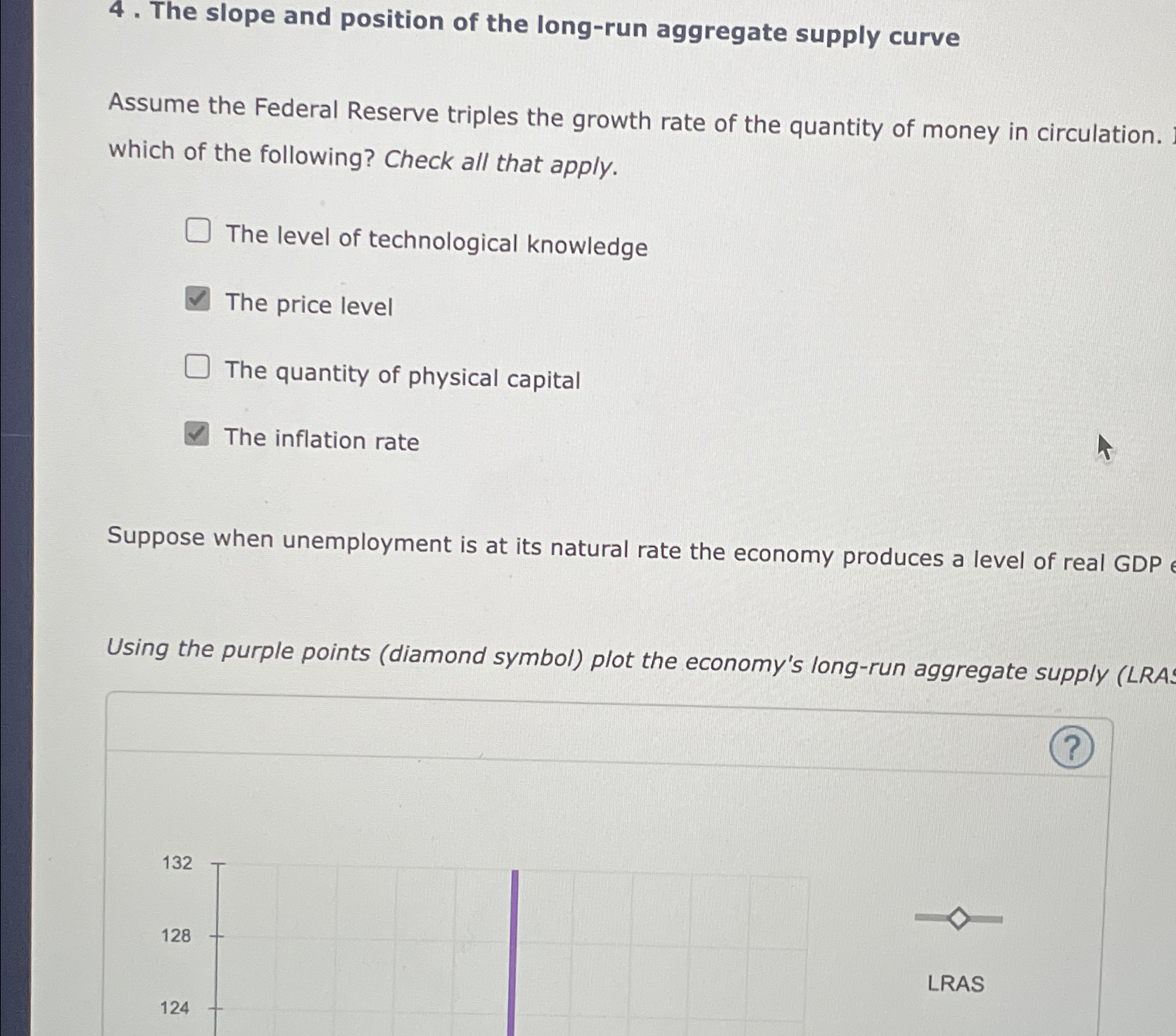Solved The slope and position of the long-run aggregate | Chegg.com
