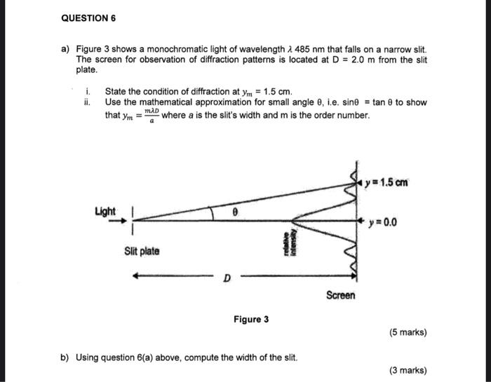 Solved a) Figure 3 shows a monochromatic light of wavelength | Chegg.com
