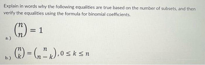 Solved Explain in words why the following equalities are | Chegg.com
